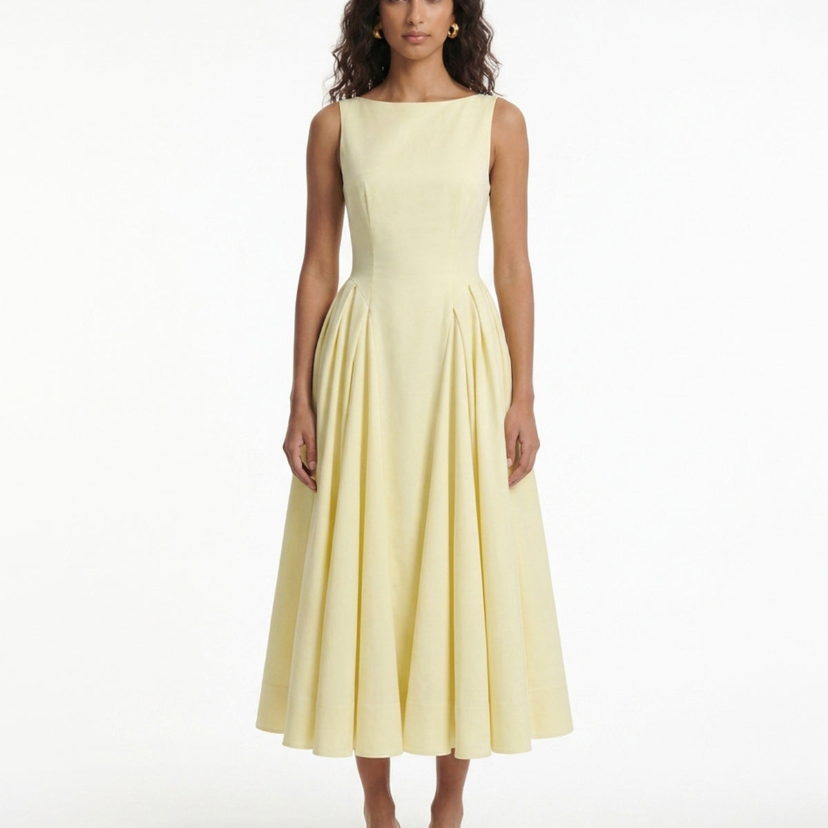 Pale Buttercup Pleated Midi Dress – Dantўўase