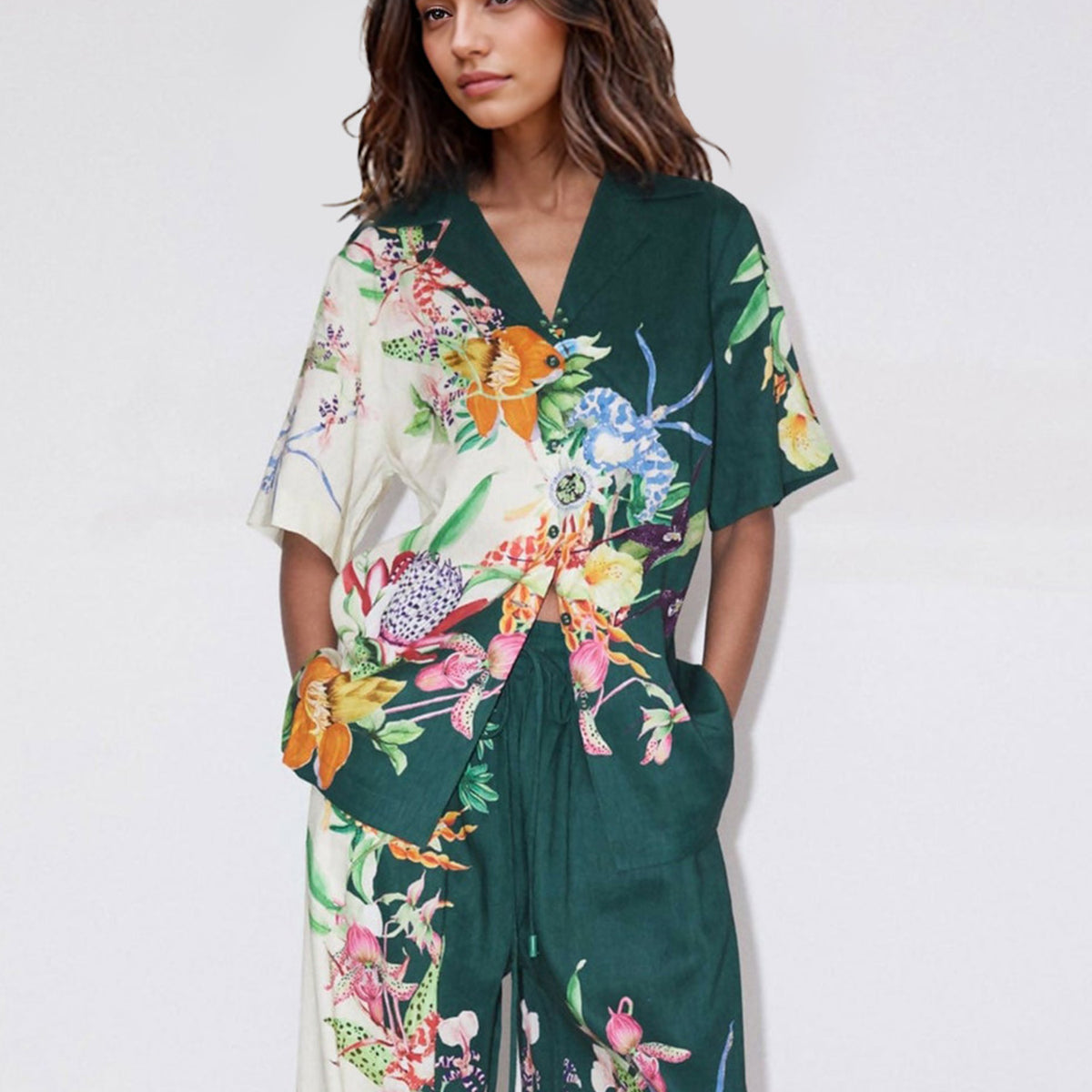 Floral Print Colorblock Shirt – Dantўўase